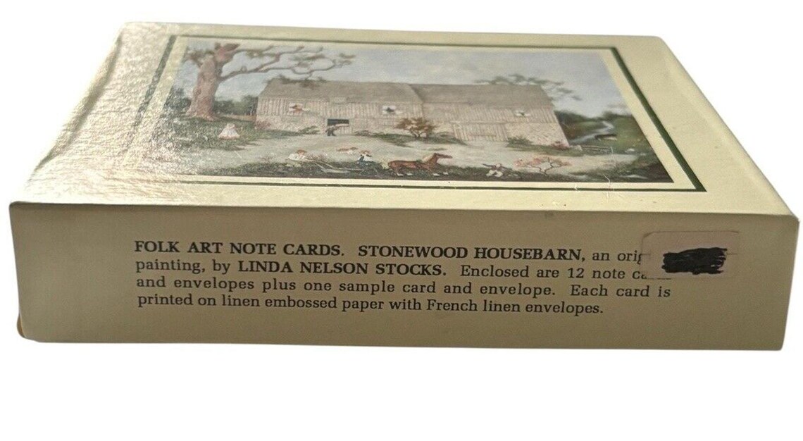 Linda Nelson Stocks Folk Art Stonewood House Barn Lang Note Card 12ct ...