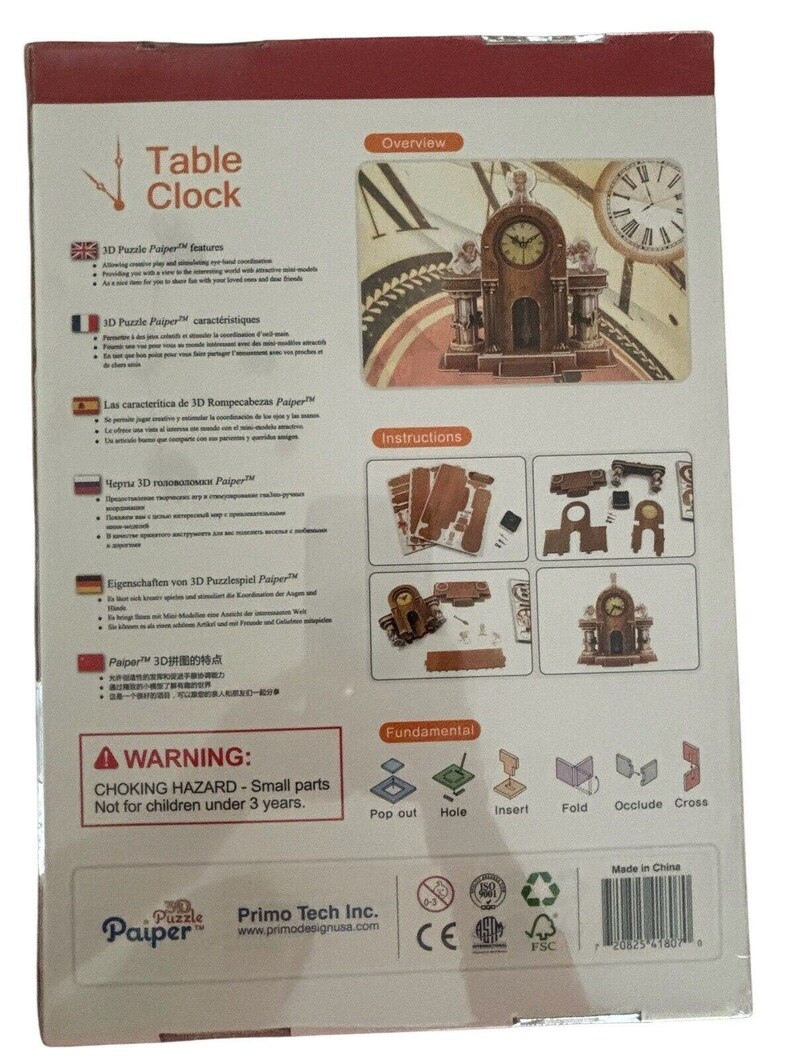 Paiper 3D Puzzle Table Clock 60 PCS for Ages 7 and up 8.9''X4.8''X9.8 ...