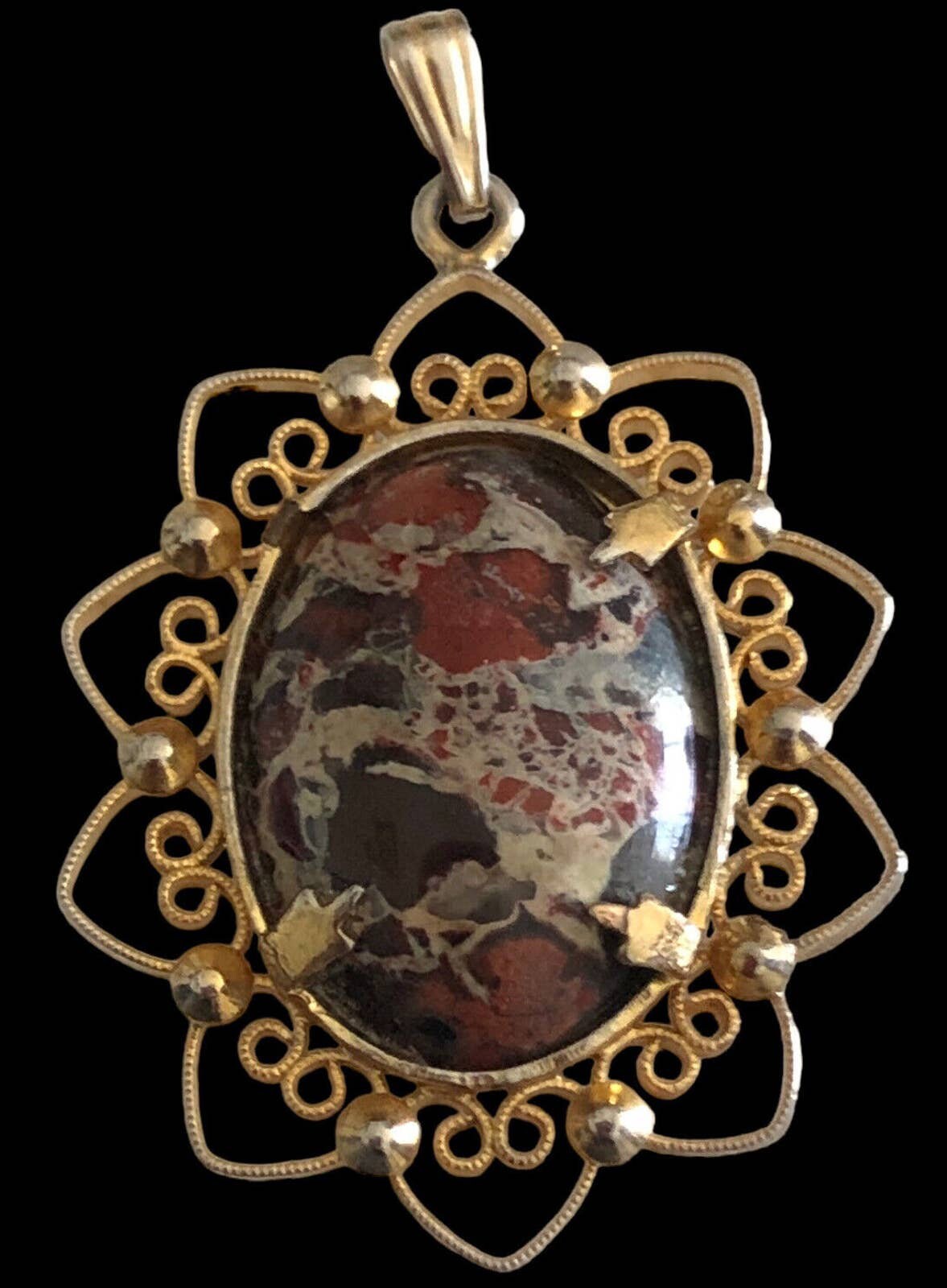 12/20 Gold Filled Ibis Jasper Oval Pendant Removes Negative Energy ...