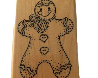 Gingerbread Man Rubber Stamp - Etsy