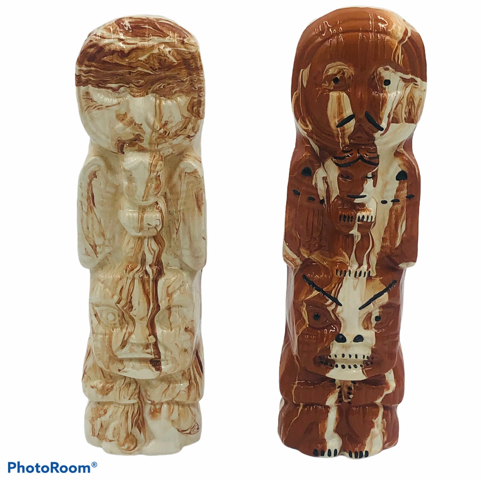 Conjunto de 2 polos tótem de cerámica de alaska Sitka Clay hechos a ...