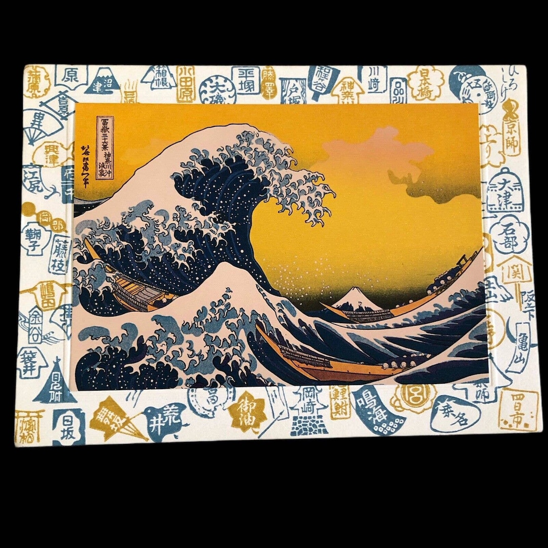 Japanese Fukui Asahido Kyoto Greeting Card the Great Wave Kanagawa Wood ...