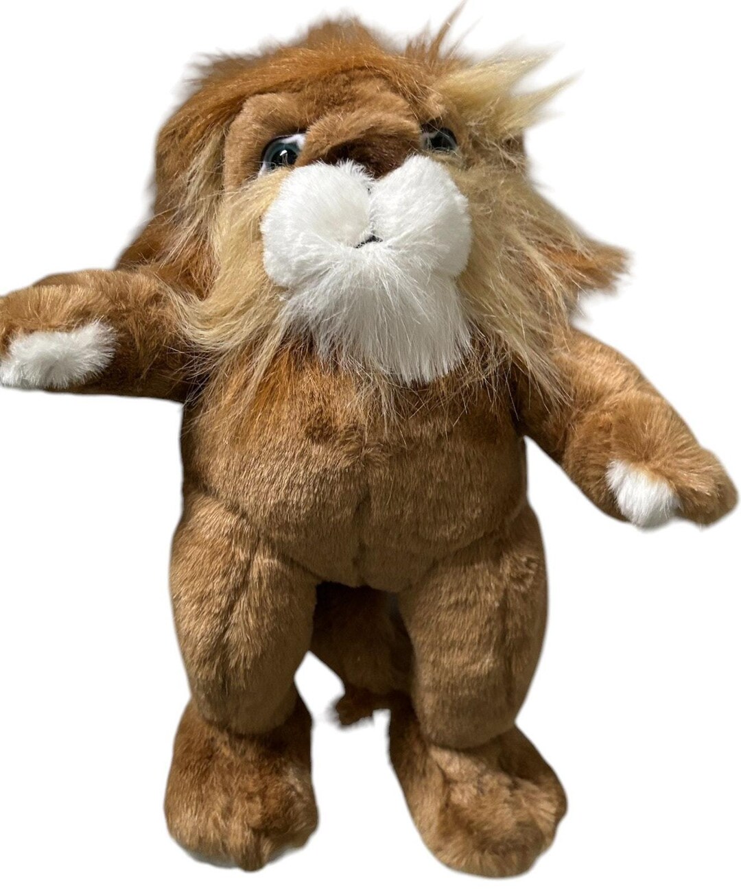 HTF Realistic Lion Plush Stuffed Animal 11”vintage Standing Glass Blue ...