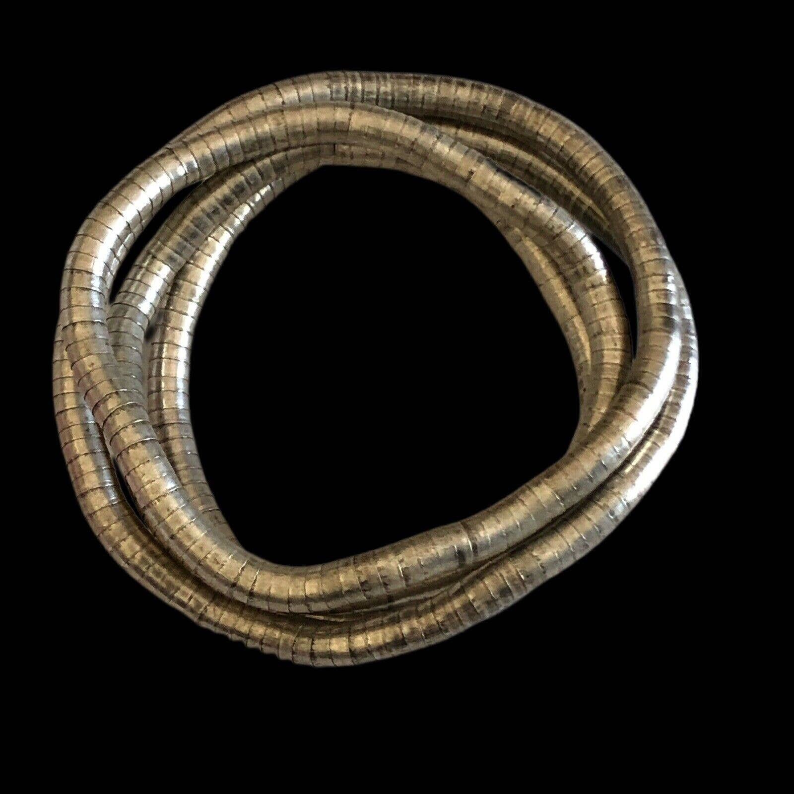 70s Silver Tone Reticulated Shapable Bendable Necklace or Bracelet ...