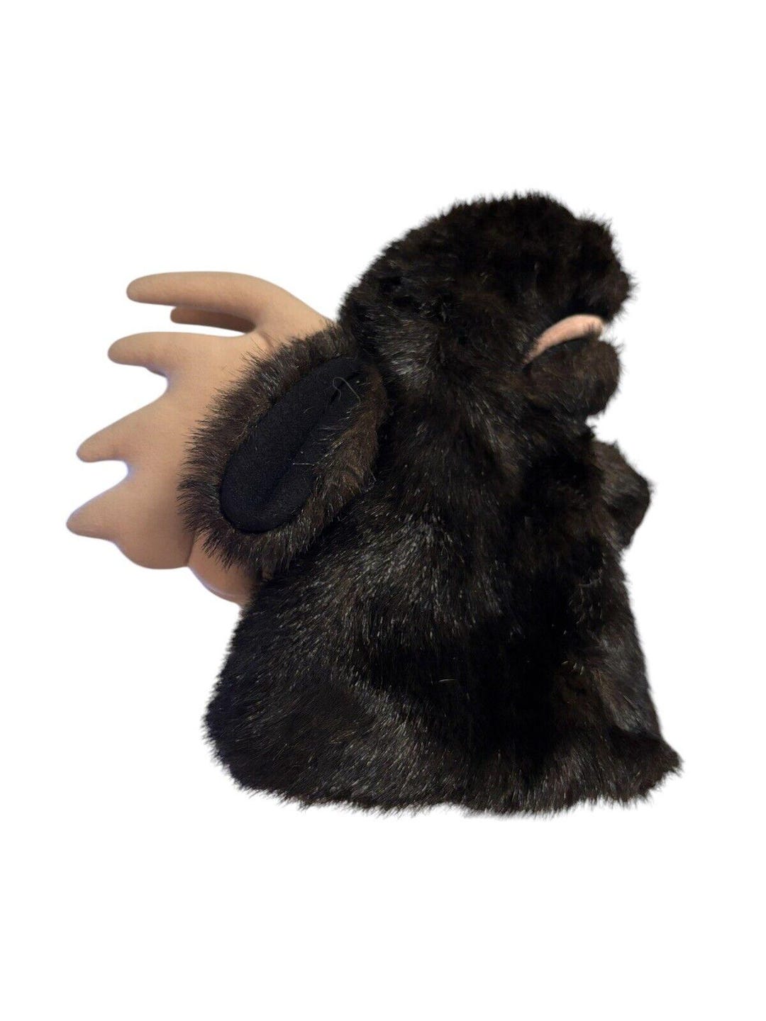 Wildkin Moose Hand Puppet Plush Faux Fur Brown Eyes Tan Antlers Vintage ...