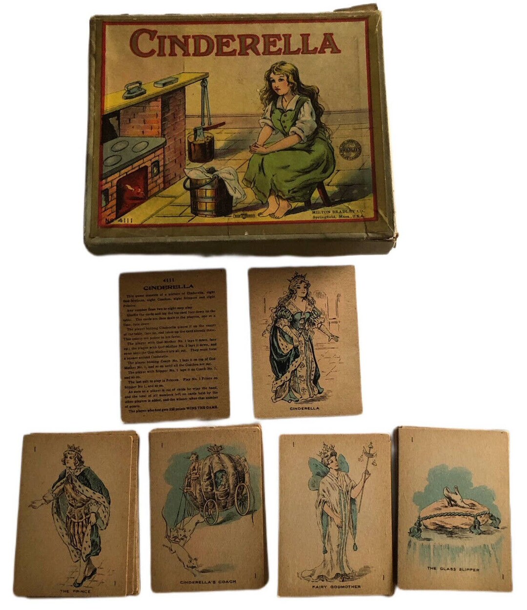 Antique Milton Bradley Cinderella Card Game Complete Mint Condition No ...