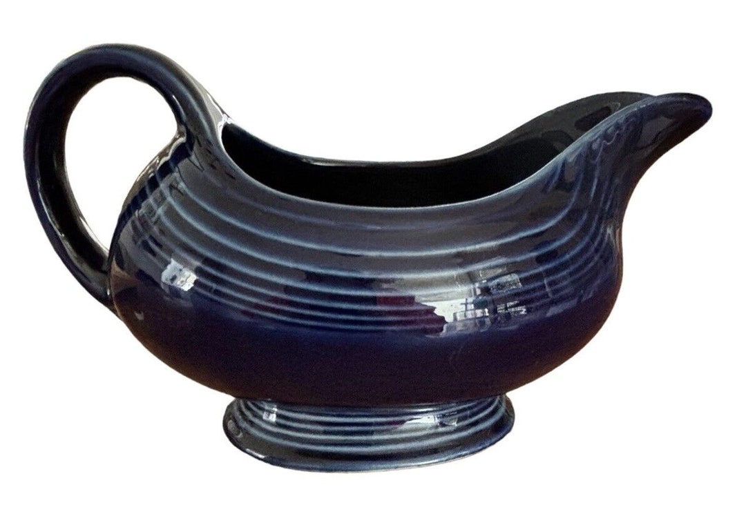 Fiesta USA Fiestaware Cobalt Blue Sauce Gravy Boat Ceramic Old Stamp ...