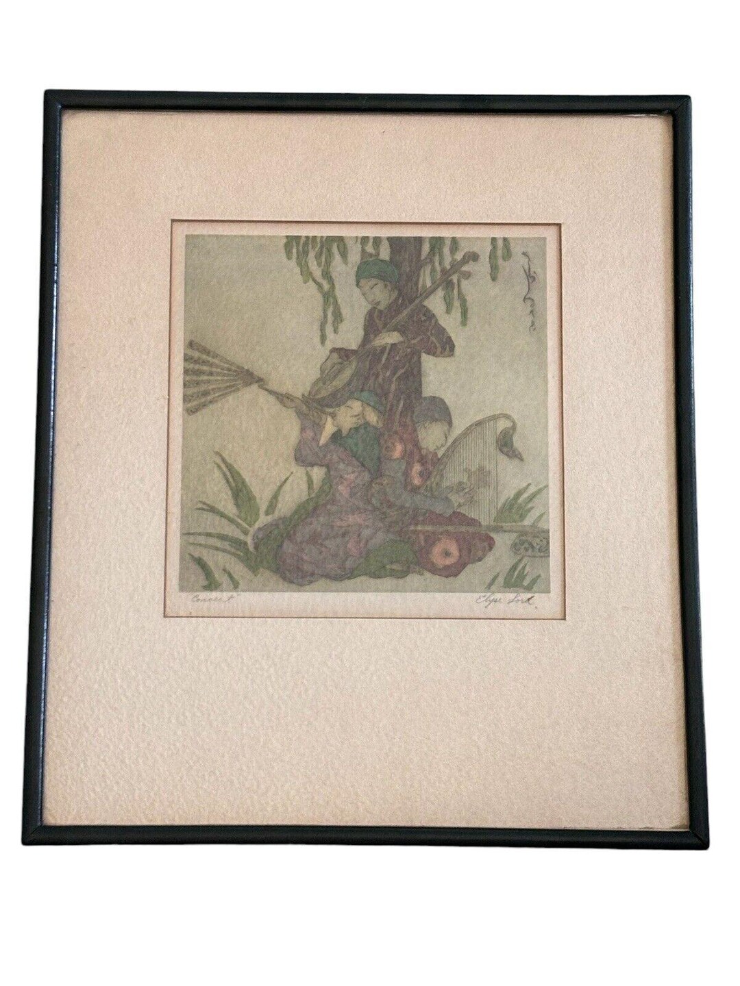 Elyse Ashe Lord Pencil Signed Etching “concert”framed Matted Antique - Etsy