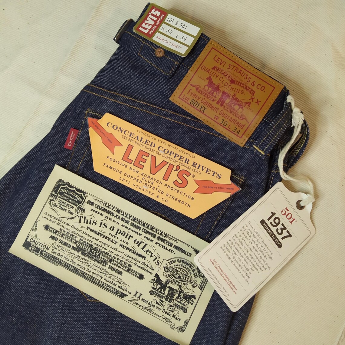 Rare. Hard to Find Levi's® LVC 1937 501's® Japanese Shrink-to-fit ...