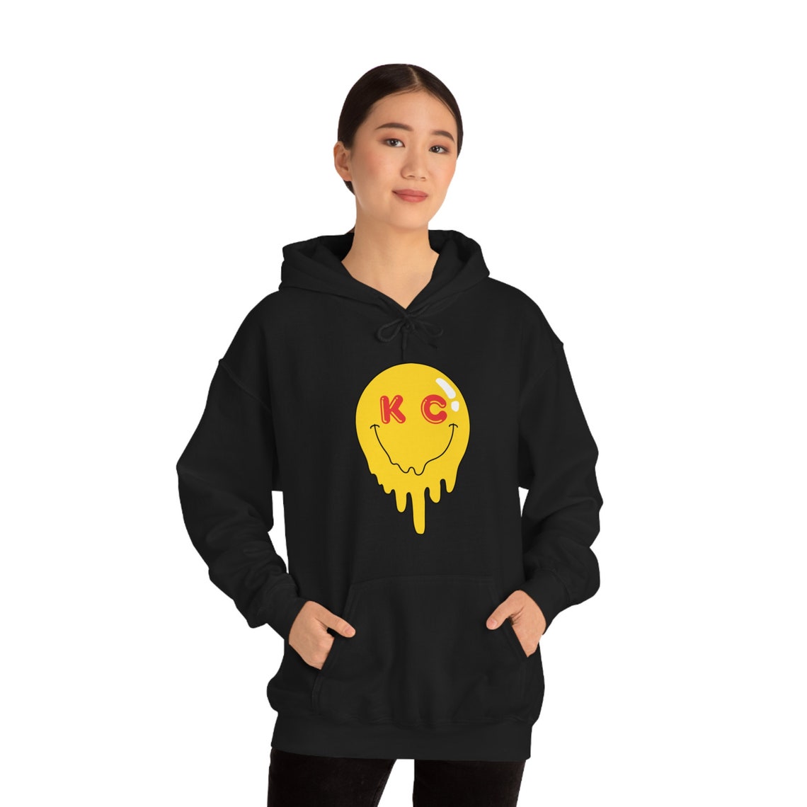 KC Melted Smiley Hooded Sweatshirt - Etsy