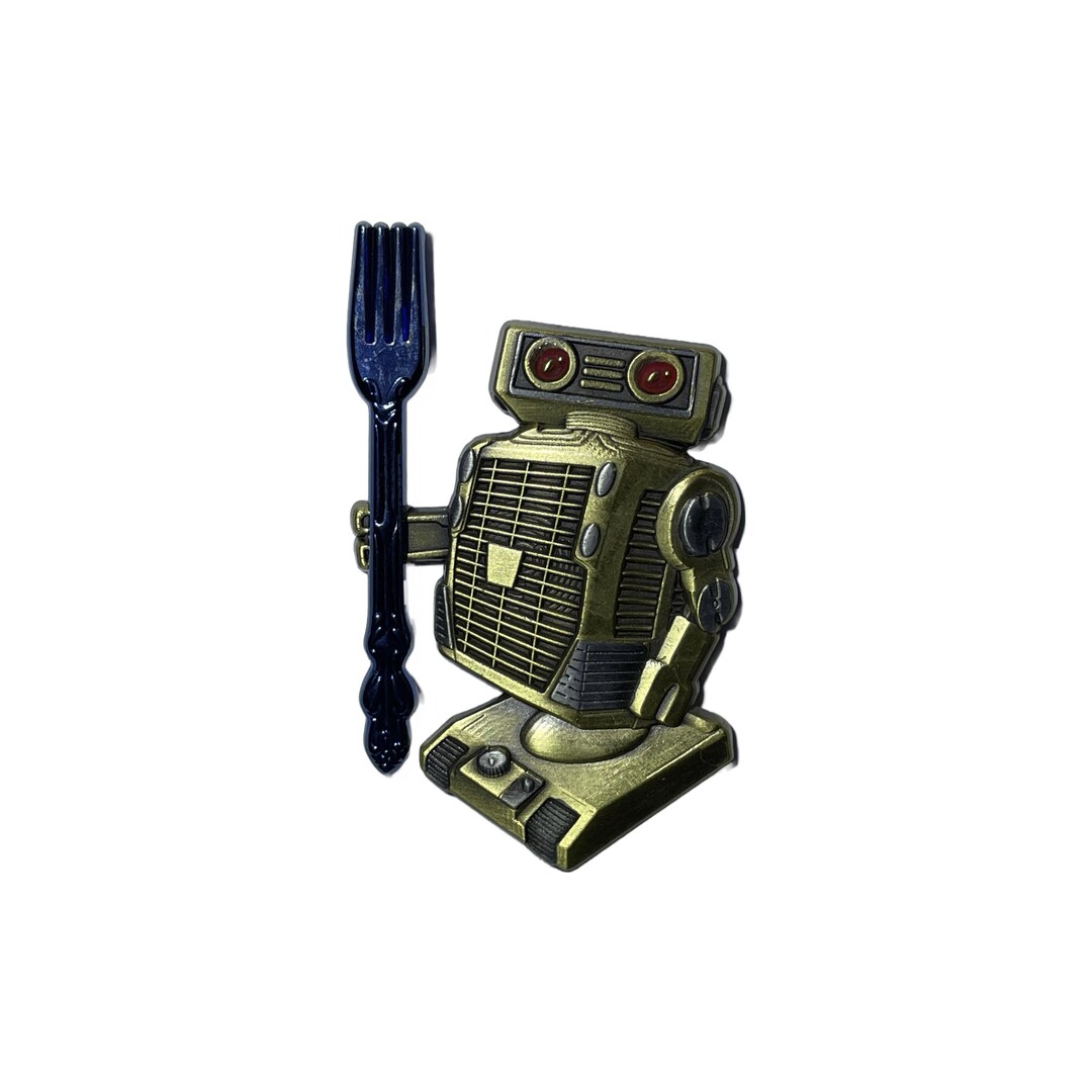 Robot Fan With Dinner Fork 3D Pin Robo the Fan Twiddle Pin - Etsy