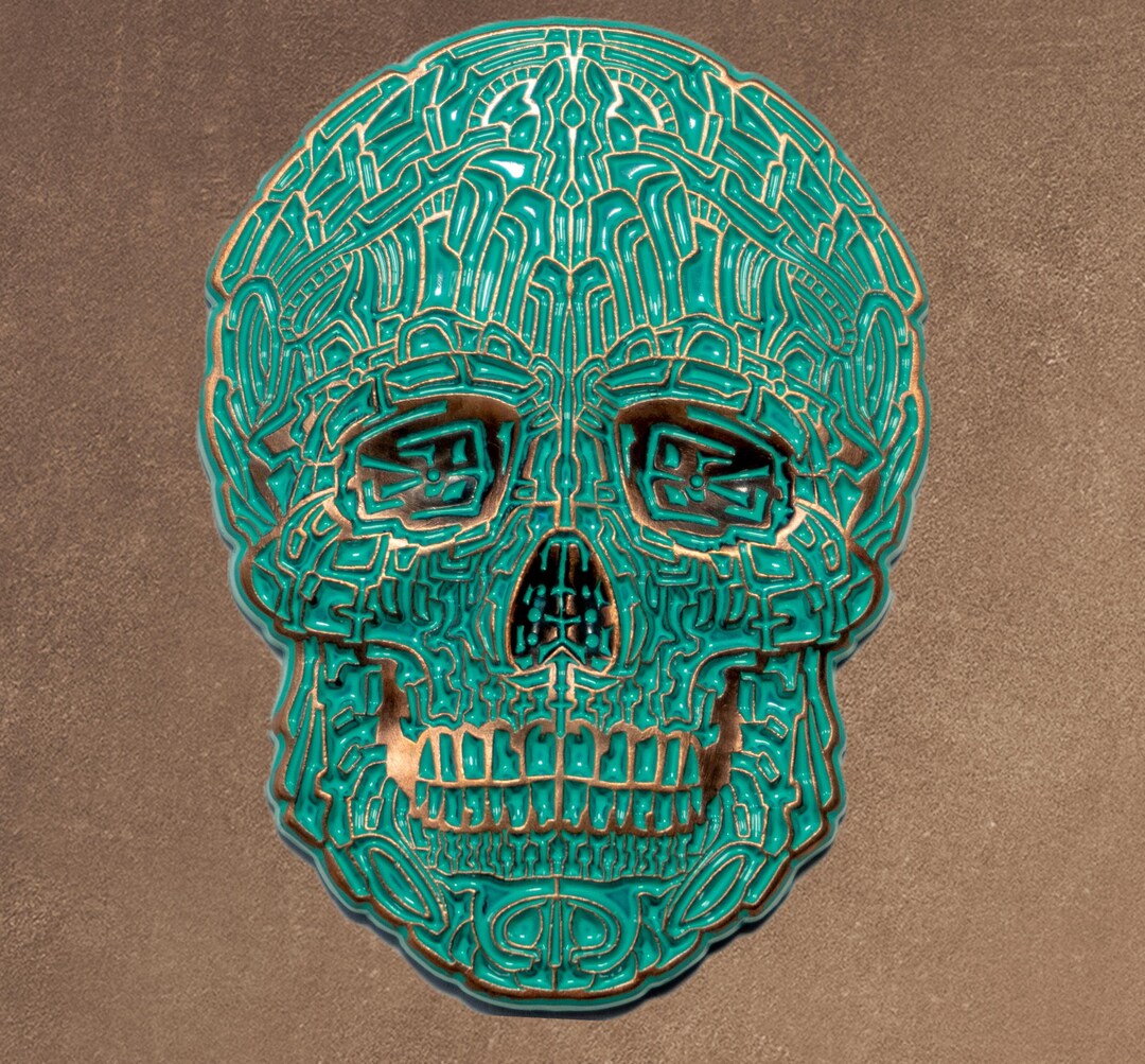 3D Skull Pin - "oxidized" Variant - Futuristic Style - Etsy