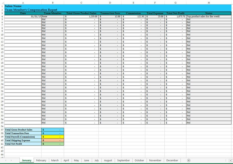 Hair Salon Based Employee Compensation Spreadsheet - Etsy
