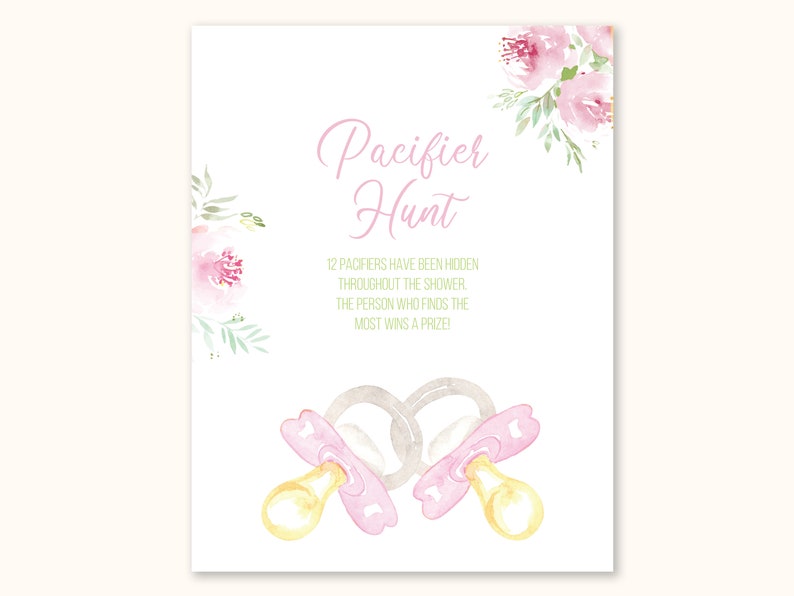 Pacifier Hunt Baby Shower Game Instructions, Baby Shower Game ...
