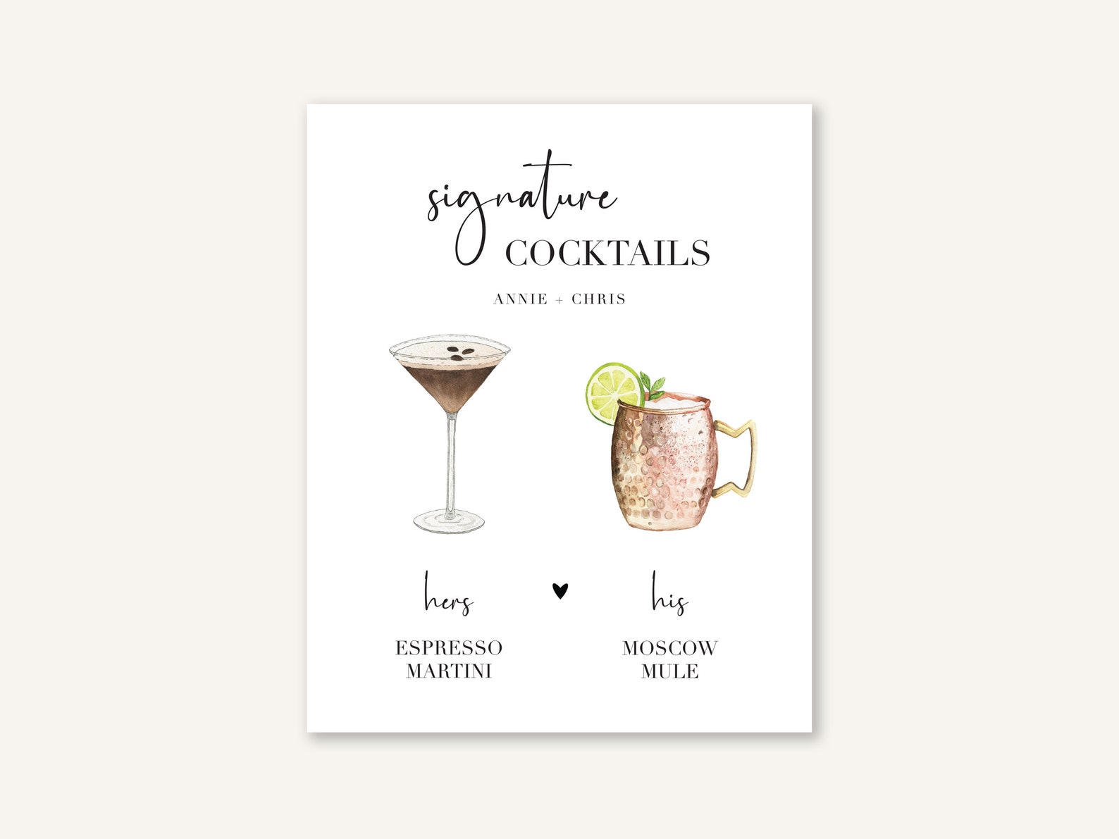 Custom Signature Cocktail Sign – Printable Bar Sign – Instant Download ...