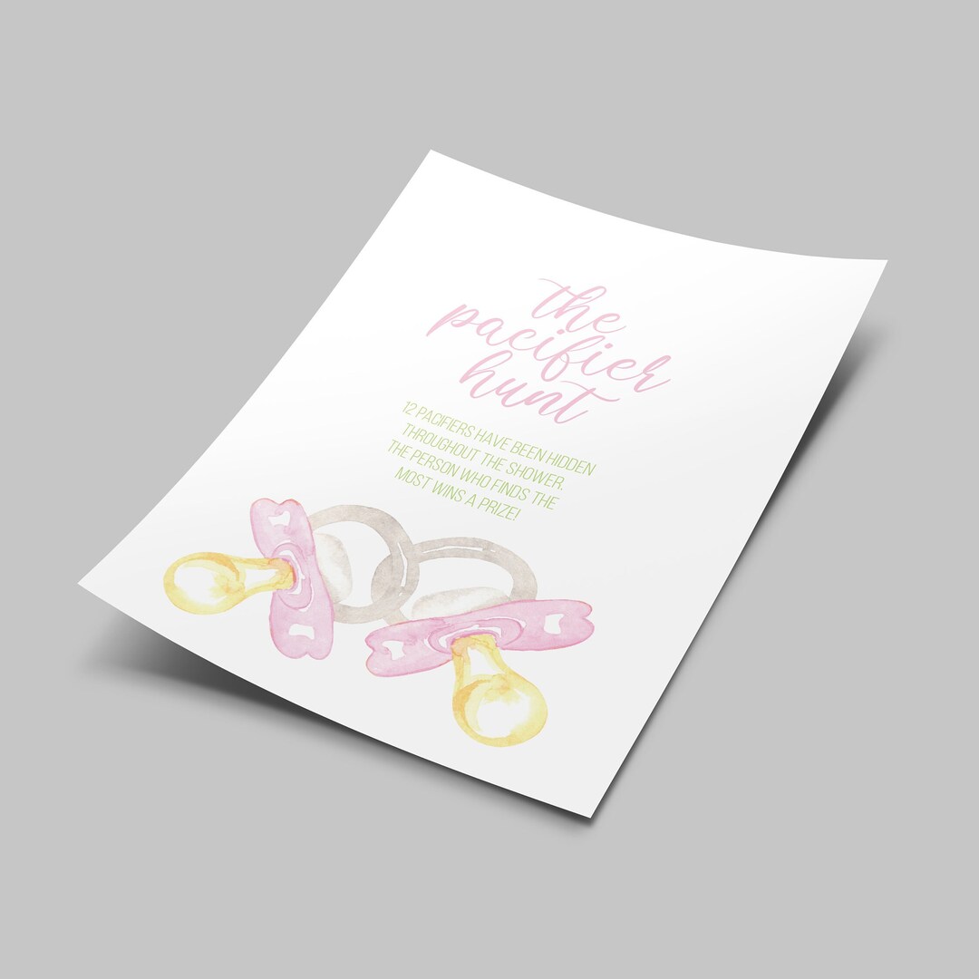 Pacifier Hunt Baby Shower Game Instructions Baby Shower Game - Etsy