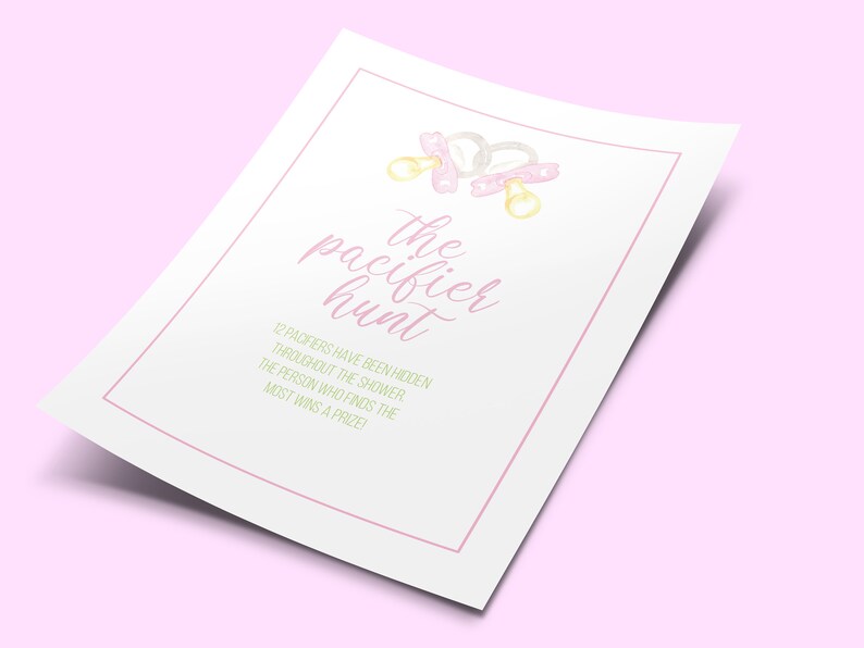 Pacifier Hunt Baby Shower Game Instructions, Baby Shower Game ...