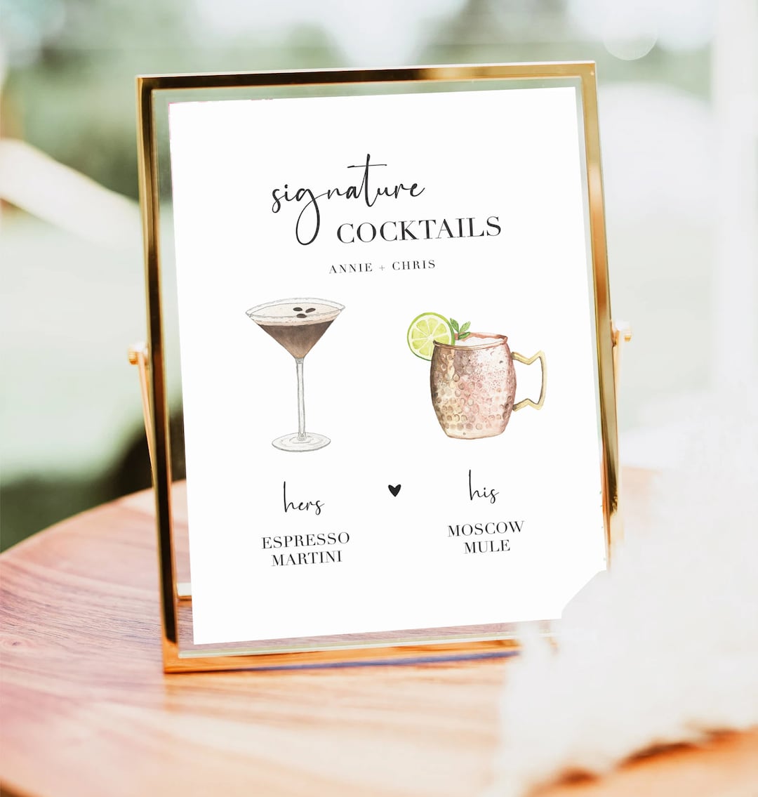 Custom Signature Cocktail Sign / Bar Sign / Engagement Party, Wedding ...