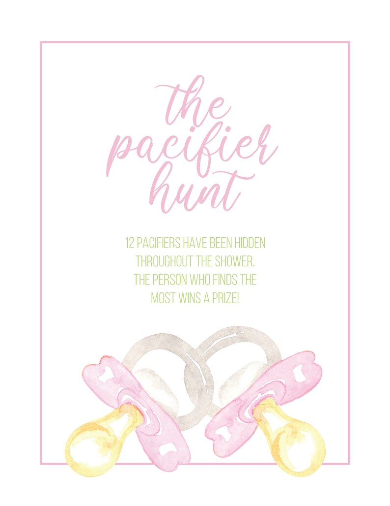 Pacifier Hunt Baby Shower Game Instructions, Baby Shower Game ...