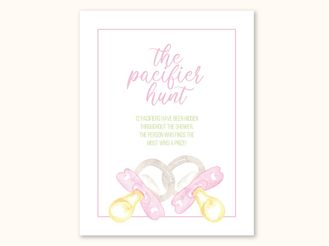 Pacifier Hunt Baby Shower Game Instructions, Baby Shower Game ...