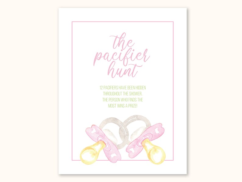 Pacifier Hunt Baby Shower Game Instructions, Baby Shower Game ...