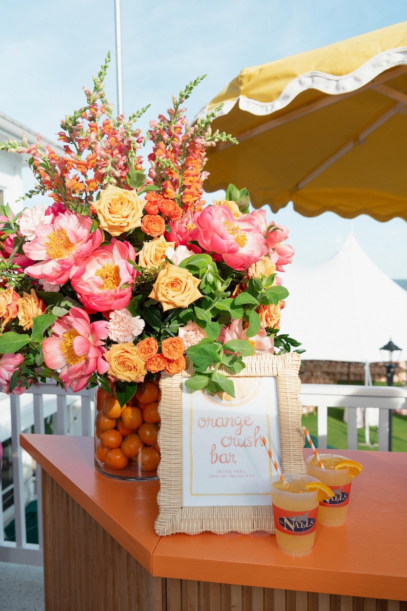 Orange Crush Bar Sign – Watercolor Wedding Cocktail Sign – Instant ...