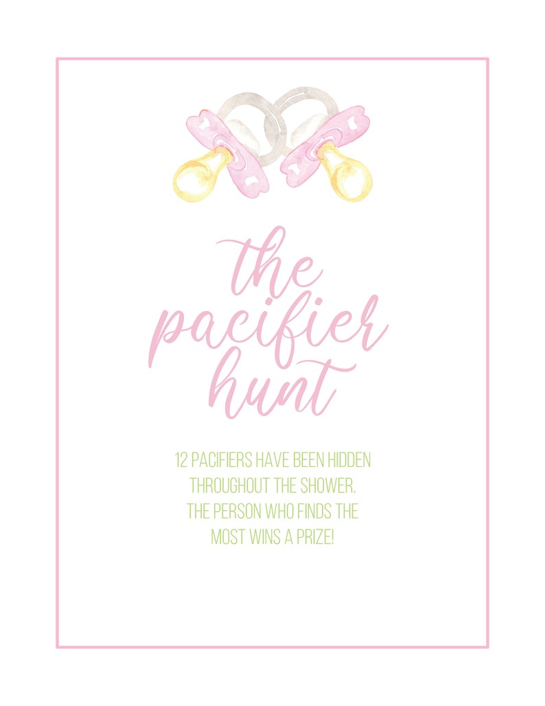 Pacifier Hunt Baby Shower Game Instructions, Baby Shower Game ...