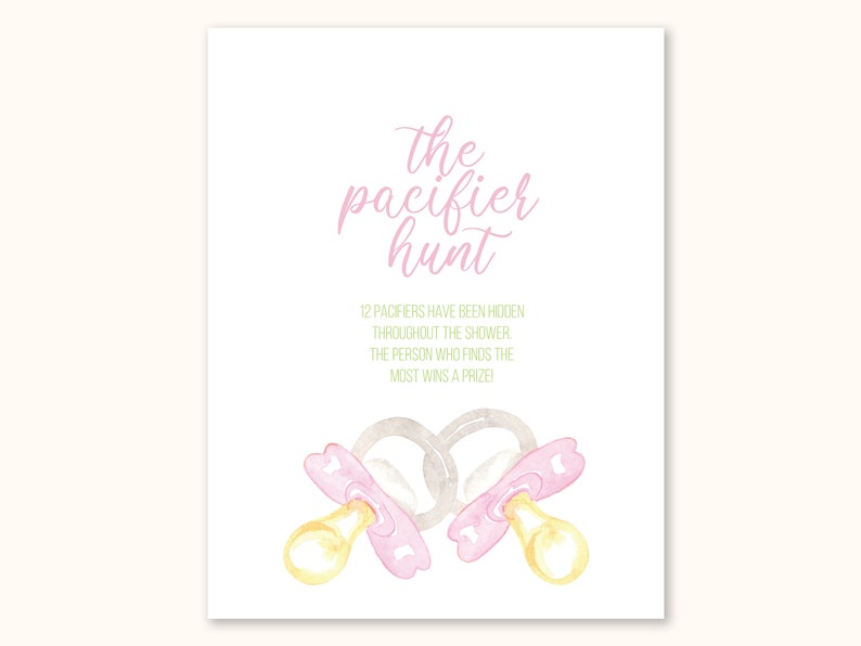 Pacifier Hunt Baby Shower Game Instructions, Baby Shower Game ...