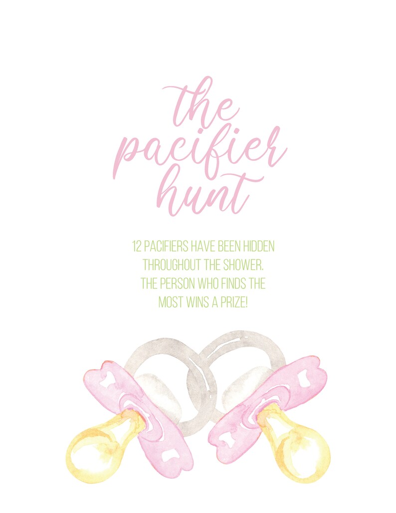 Pacifier Hunt Baby Shower Game Instructions, Baby Shower Game ...