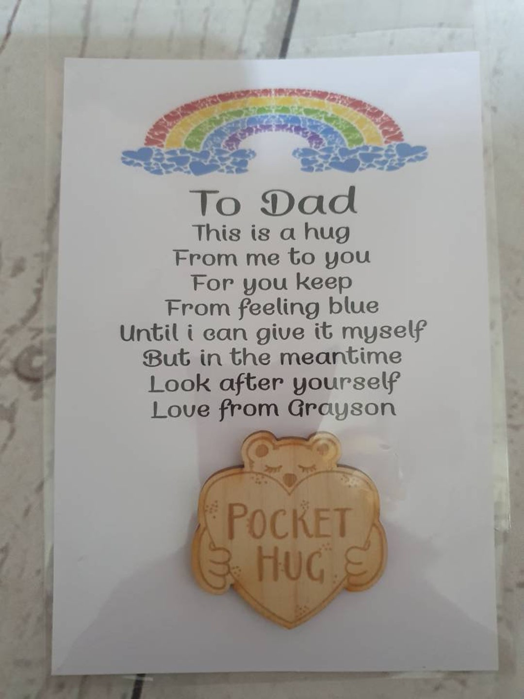 Personalised Pocket Hug, Isolation Hugs, Lockdown Hug, Send to Mom, Dad ...