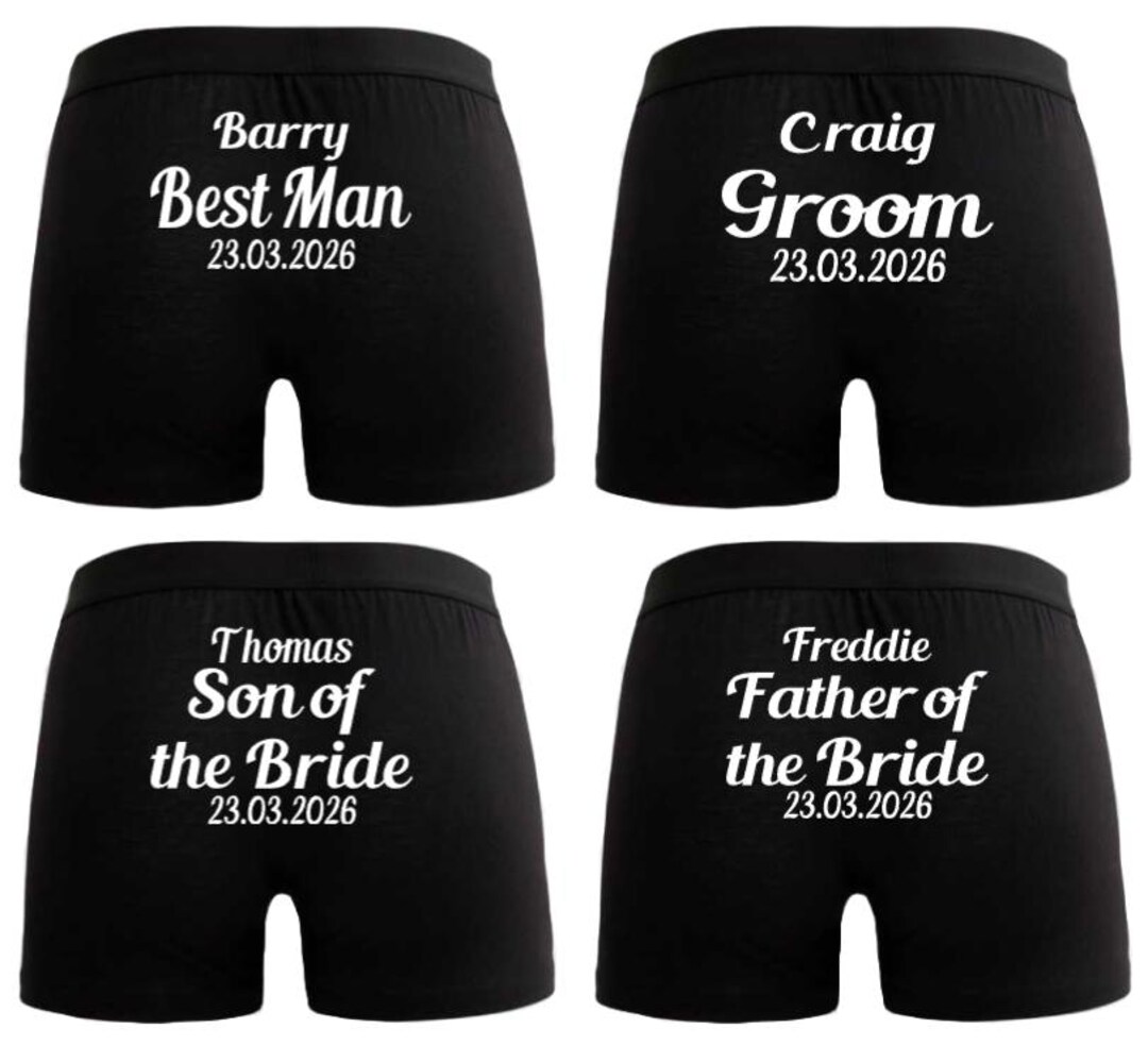 Black Wedding Boxer Shorts, Groom Underwear, Wedding Day Gift, Wedding ...