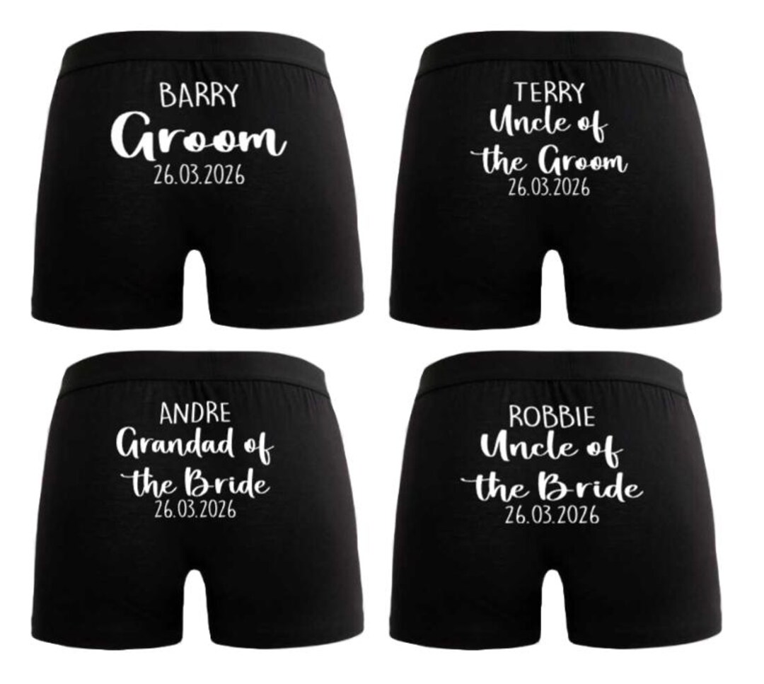 Black Wedding Boxer Shorts, Groom Underwear, Wedding Day Gift, Wedding ...