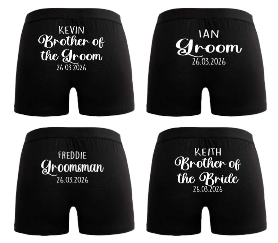 Black Wedding Boxer Shorts, Groom Underwear, Wedding Day Gift, Wedding ...