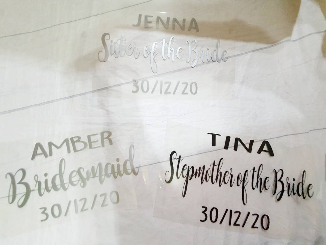 DIY Wedding Vinyl. Wedding Iron on Vinyl. Wedding Transfers. Bride ...