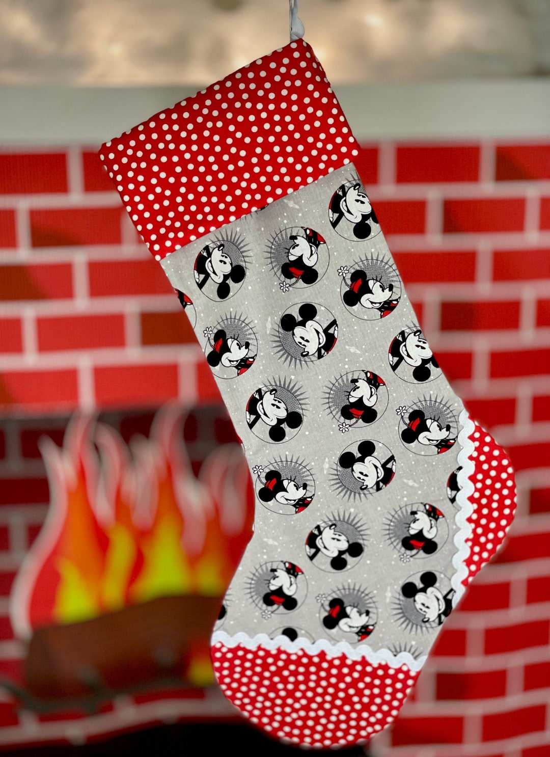 Mickey and Minnie Mouse Christmas Stocking - Etsy
