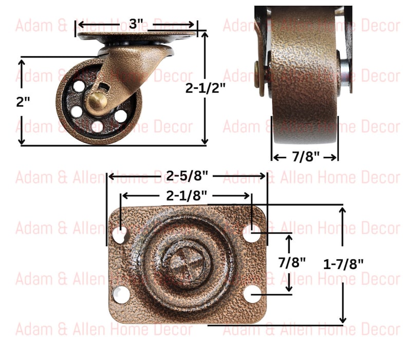 Set of 4+ 2" Swivel Caster Wheels | Cast Iron Wheel With Powder Coated ...
