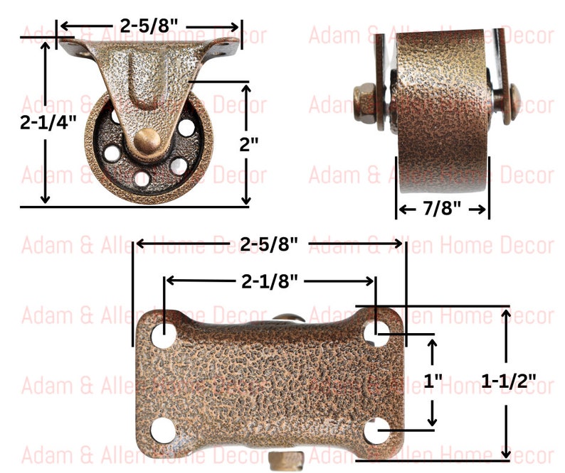 Cast Iron Rigid Caster Wheel 2 Inch, Custom Powder Coated, Industrial ...