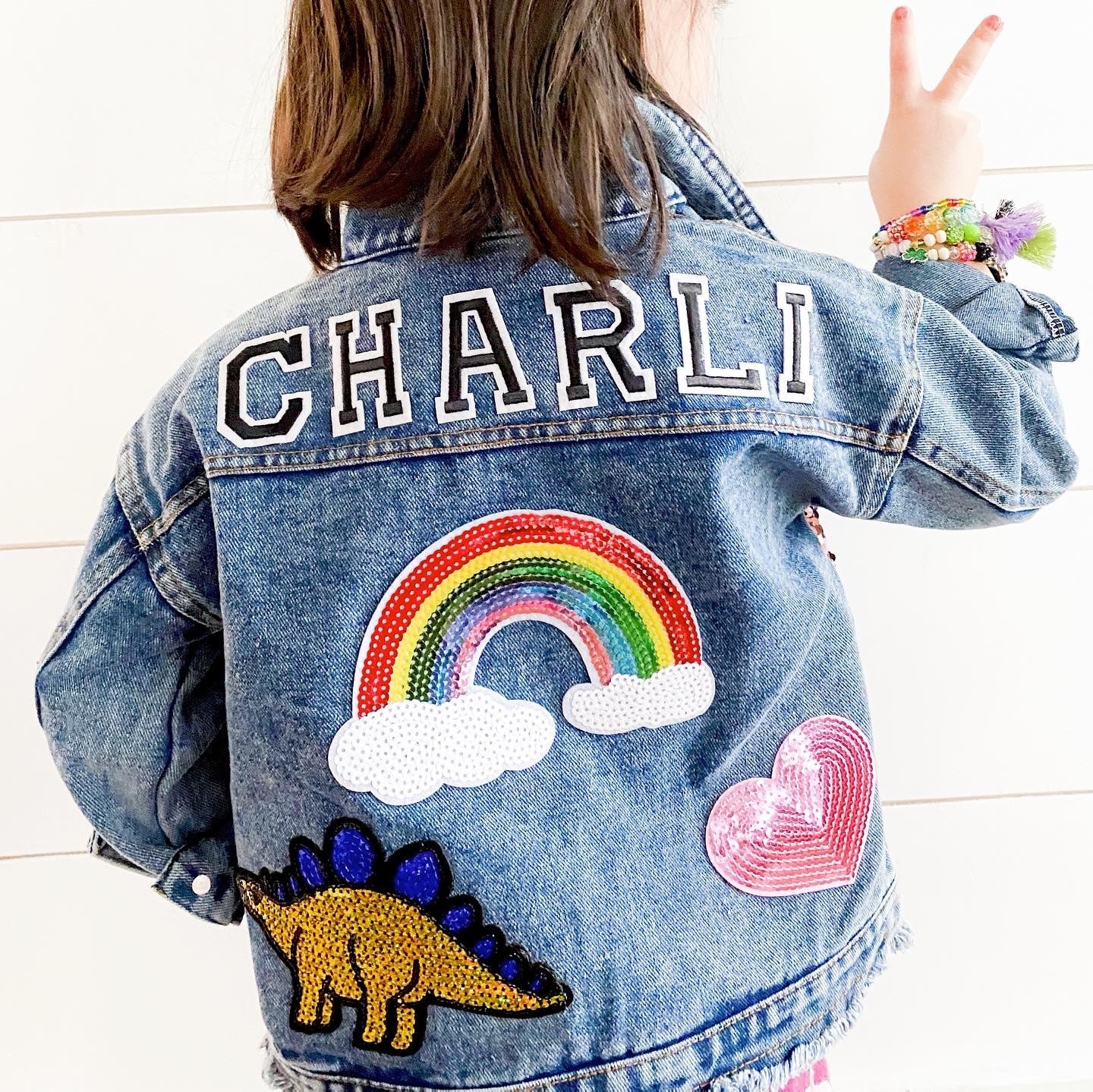Kids Personalized Denim Varsity Jacket - Etsy