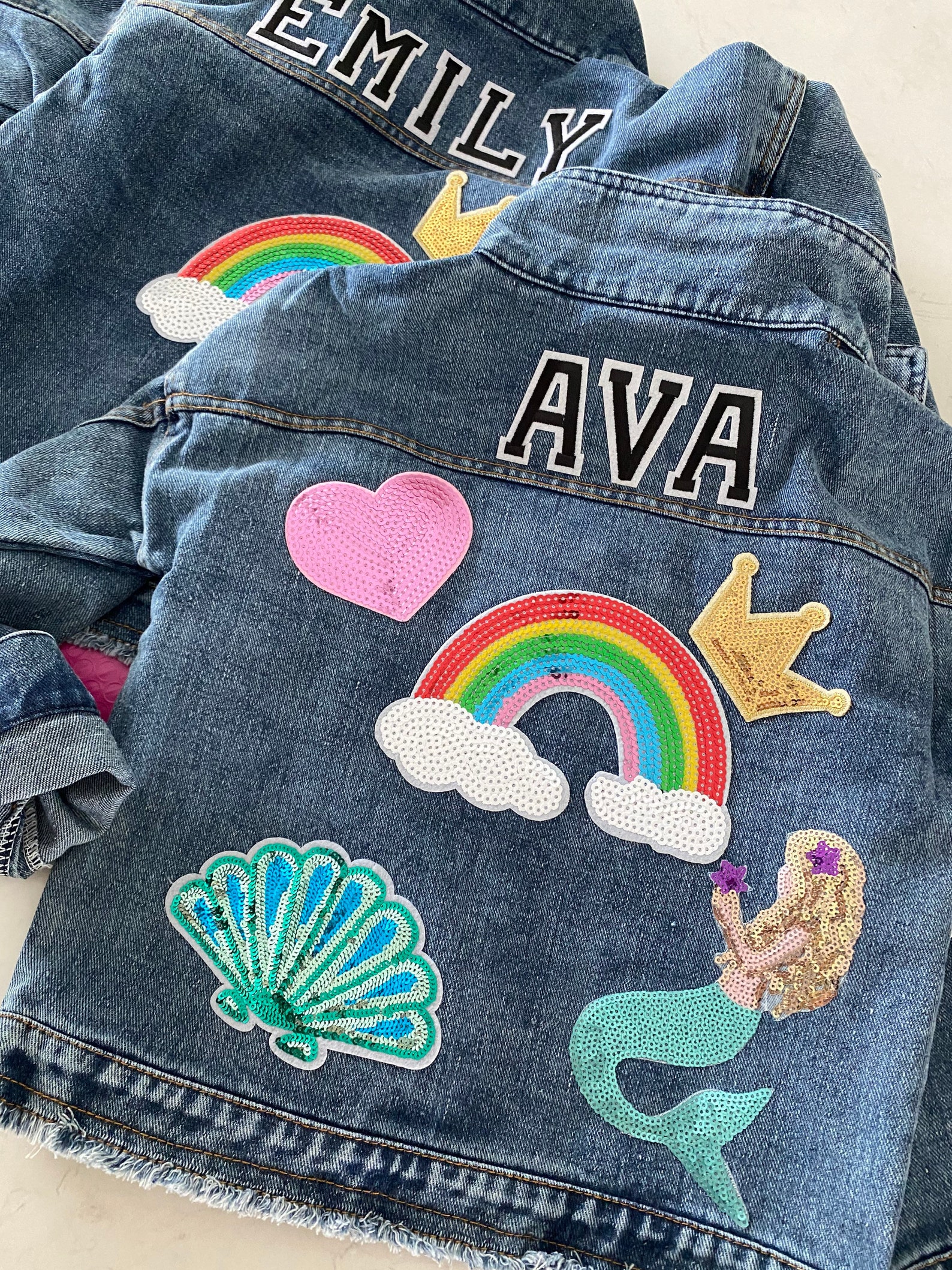 Kids Personalized Denim Varsity Jacket - Etsy