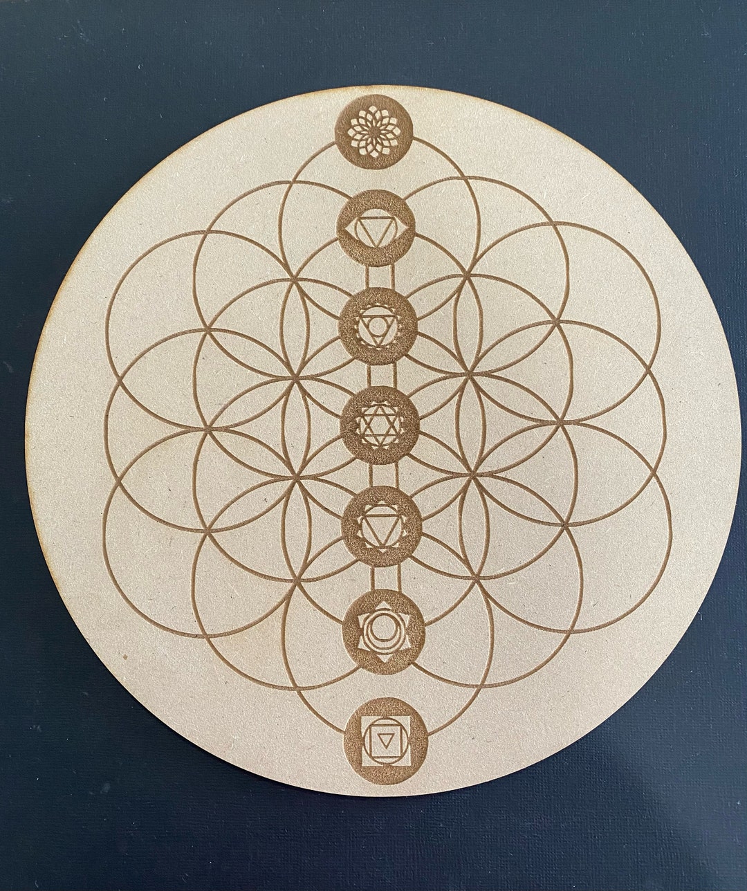 Flower of Life Chakra Crystal Grid Crystal Grid Base Set Wooden Crystal ...