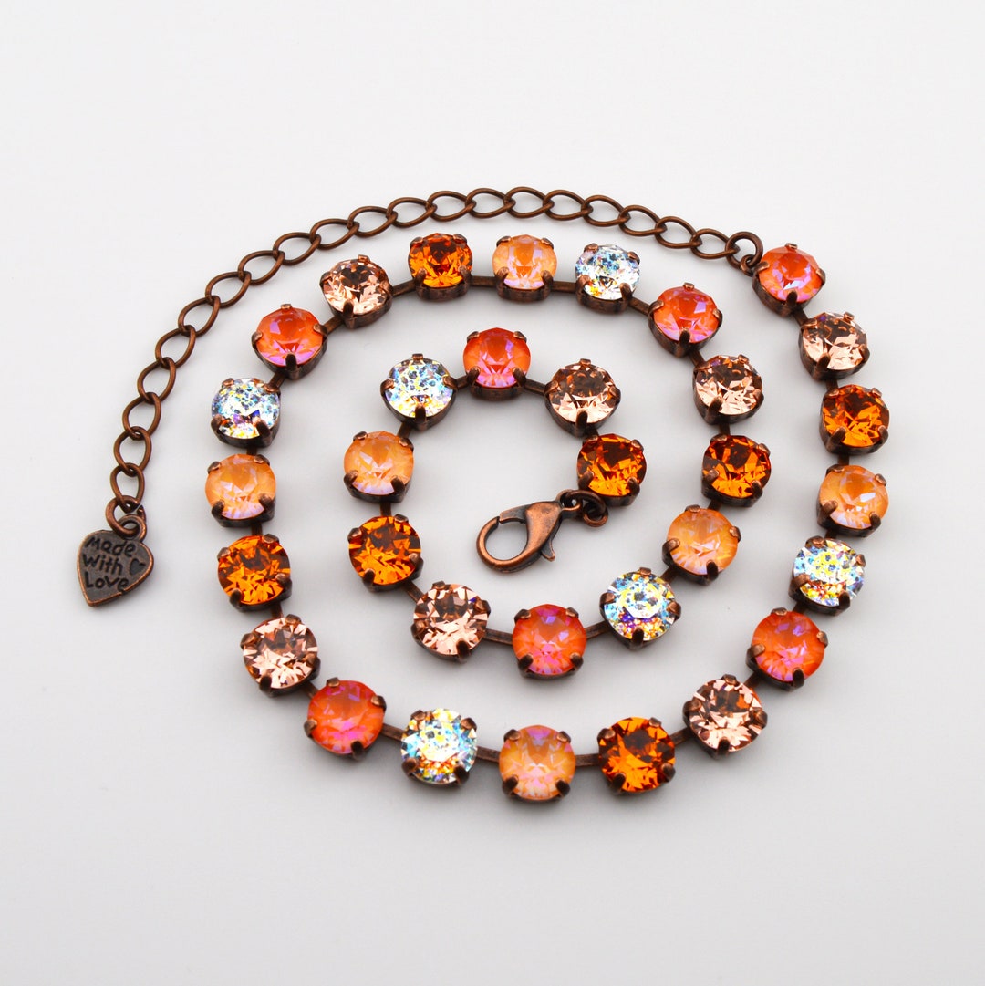 Orange Glow Crystal Jewelry Necklace, Bracelet, Earrings, or Set ...