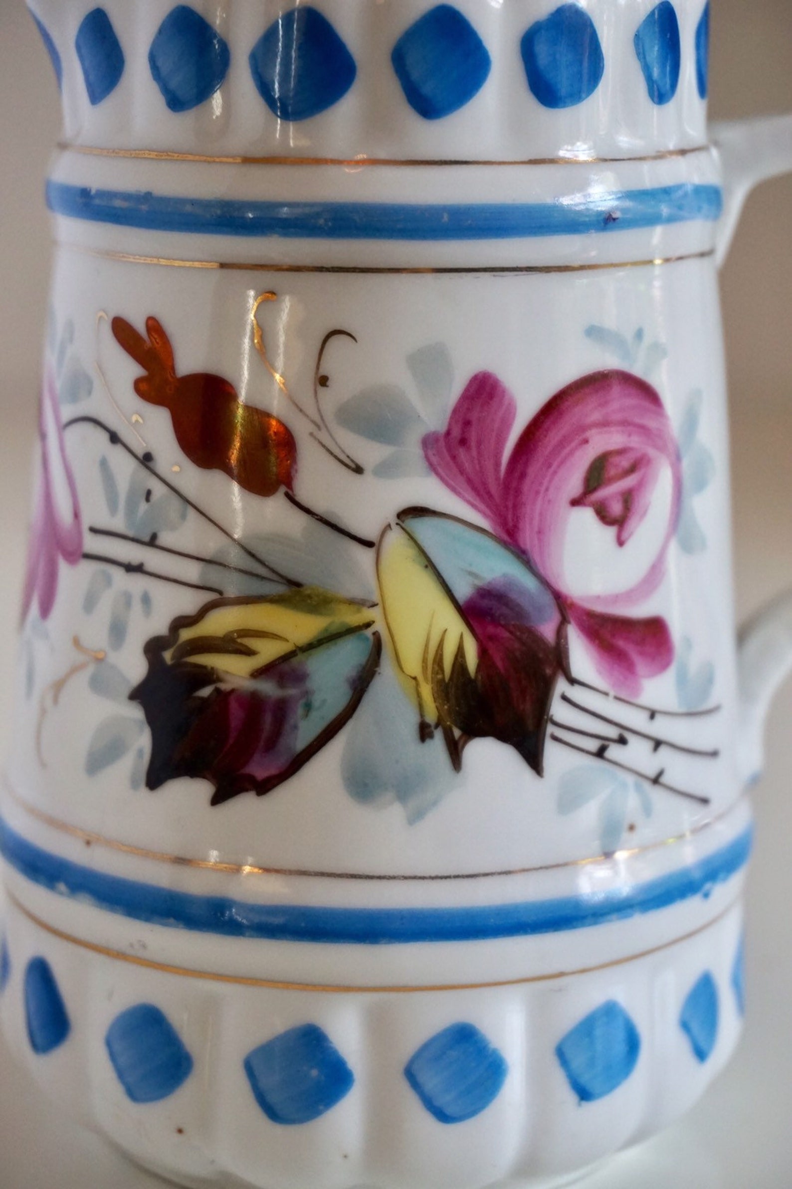 Antique Porcelain Floral Pitcher or Vase - Etsy