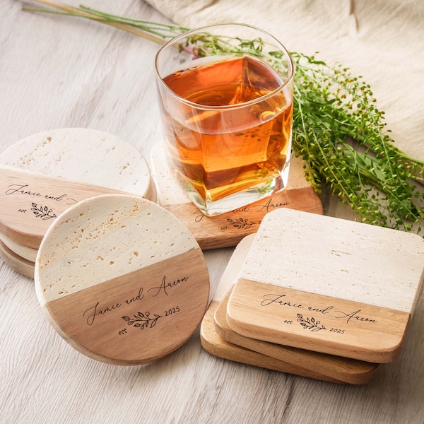 Engraved Travertine Coasters - Etsy