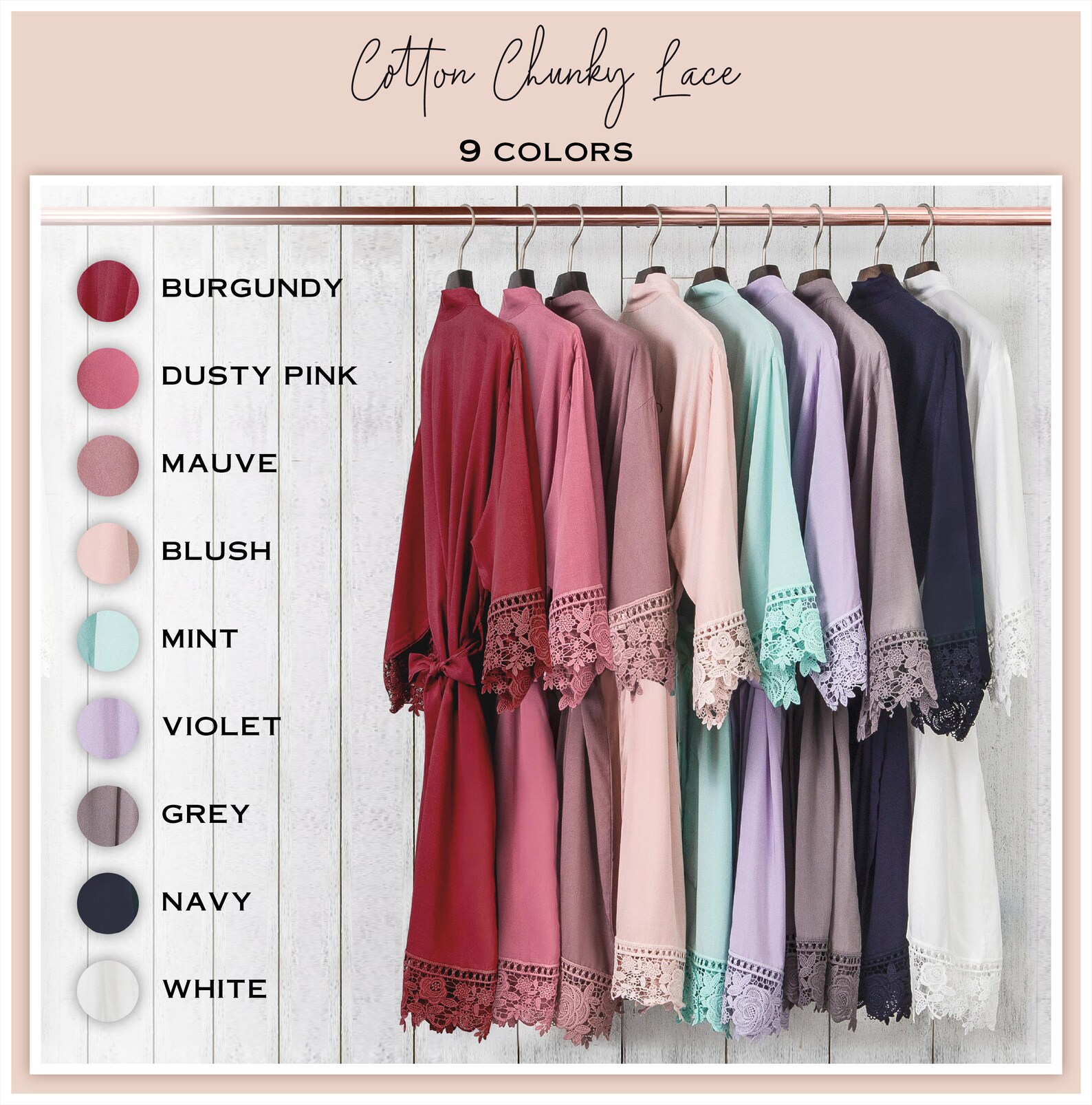 Cotton Chunky Lace Robe Bridesmaid Robes Bride Robe - Etsy