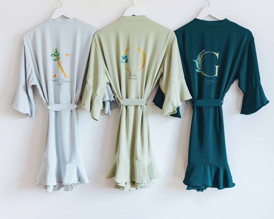 Bridesmaid Ruffle Robes: Sage Wedding Robe, Personalized Bridesmaid ...