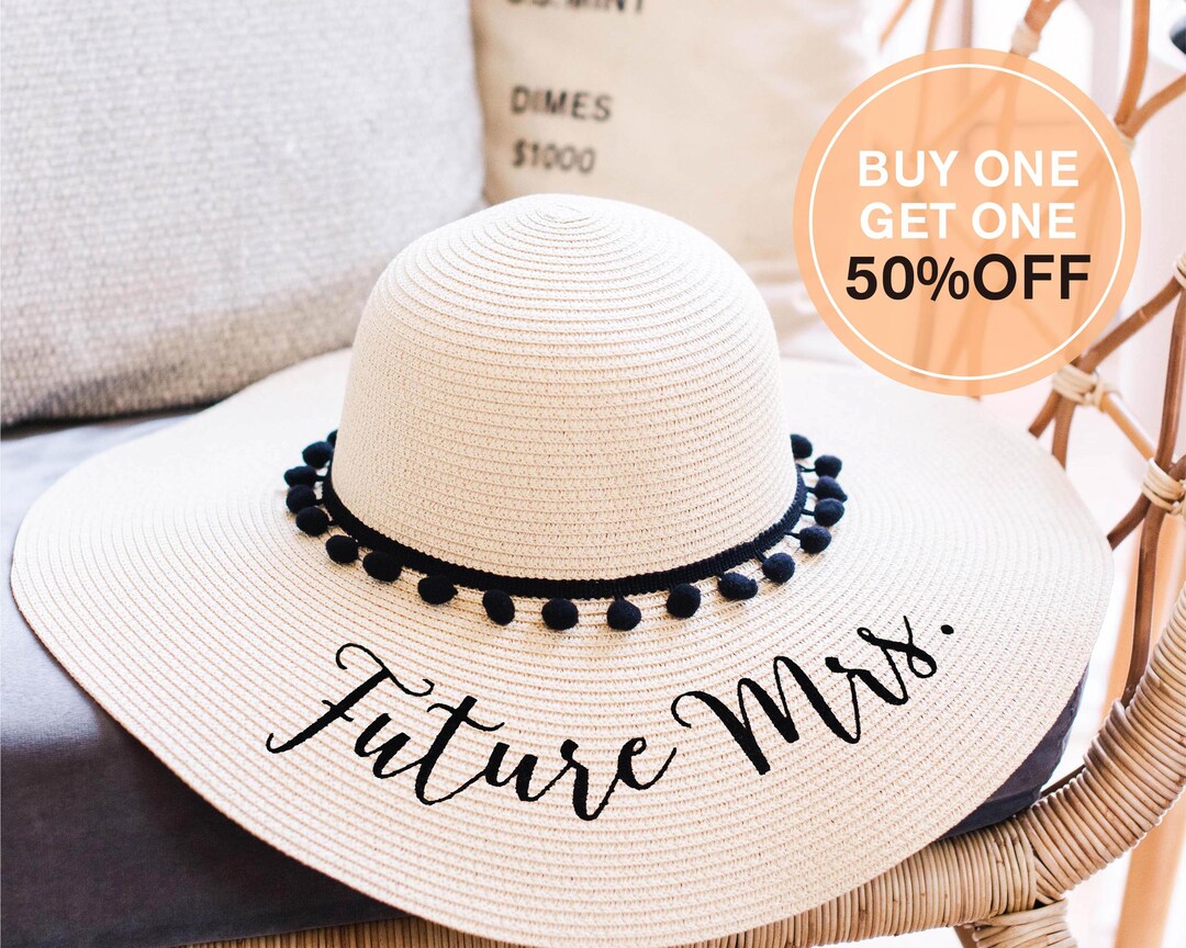 Bride Beach Hat, Personalized Sun Hat, Bridal Shower Gift, Beach Hat ...
