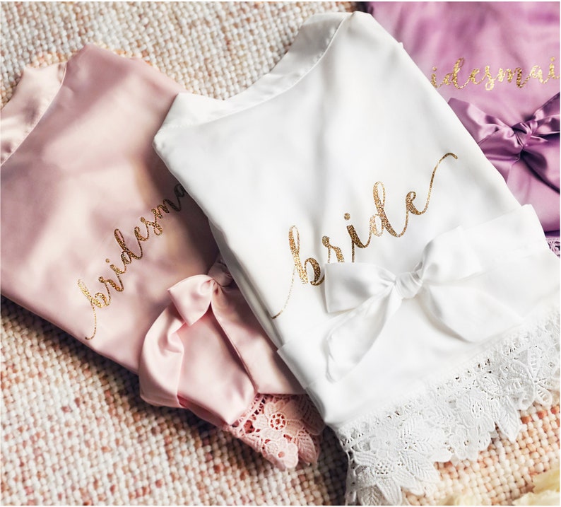 Silky Chunky Lace Robe Bridesmaid Robes Bride Robe - Etsy