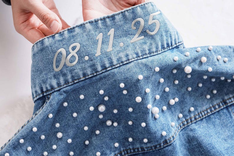 Custom Jean Jacket With Embroidered Text: Denim Gift for Bride ...