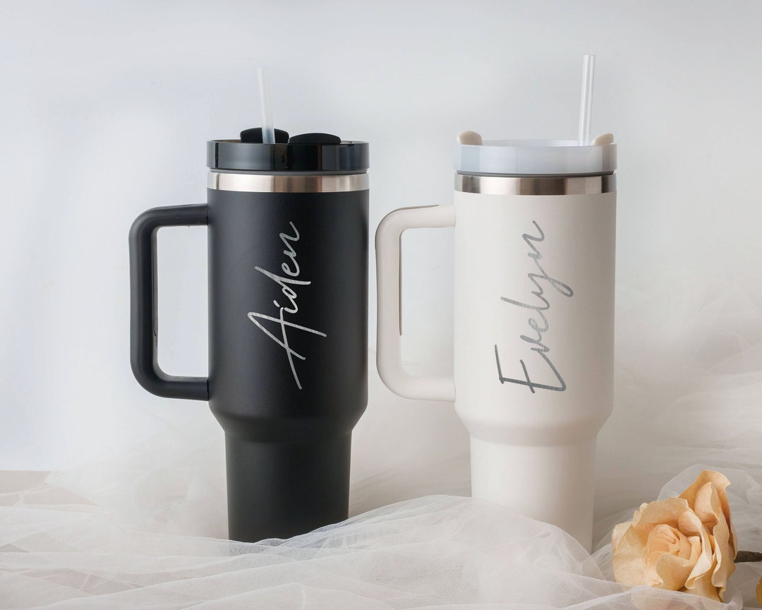 Personalized 40oz Tumbler With Handle & Straw, Couple Travel Cup ...