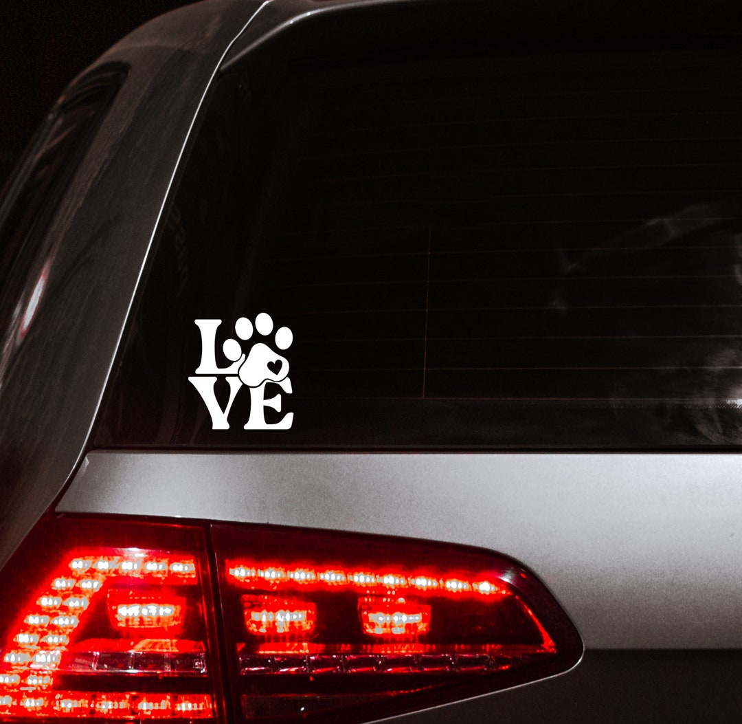 Love Paw Print Vinyl Decal, Dog Love Stickers, Car Window Decals, Dog ...
